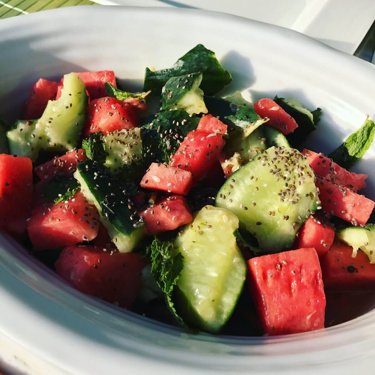 Smashed cucumber and watermelon salad